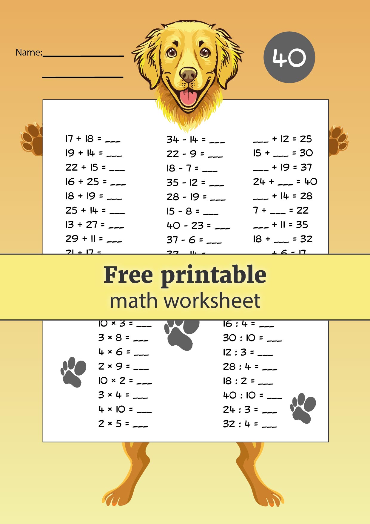 Dog-Themed Math Practice Worksheet – Enhancing Calculation Skills in ...