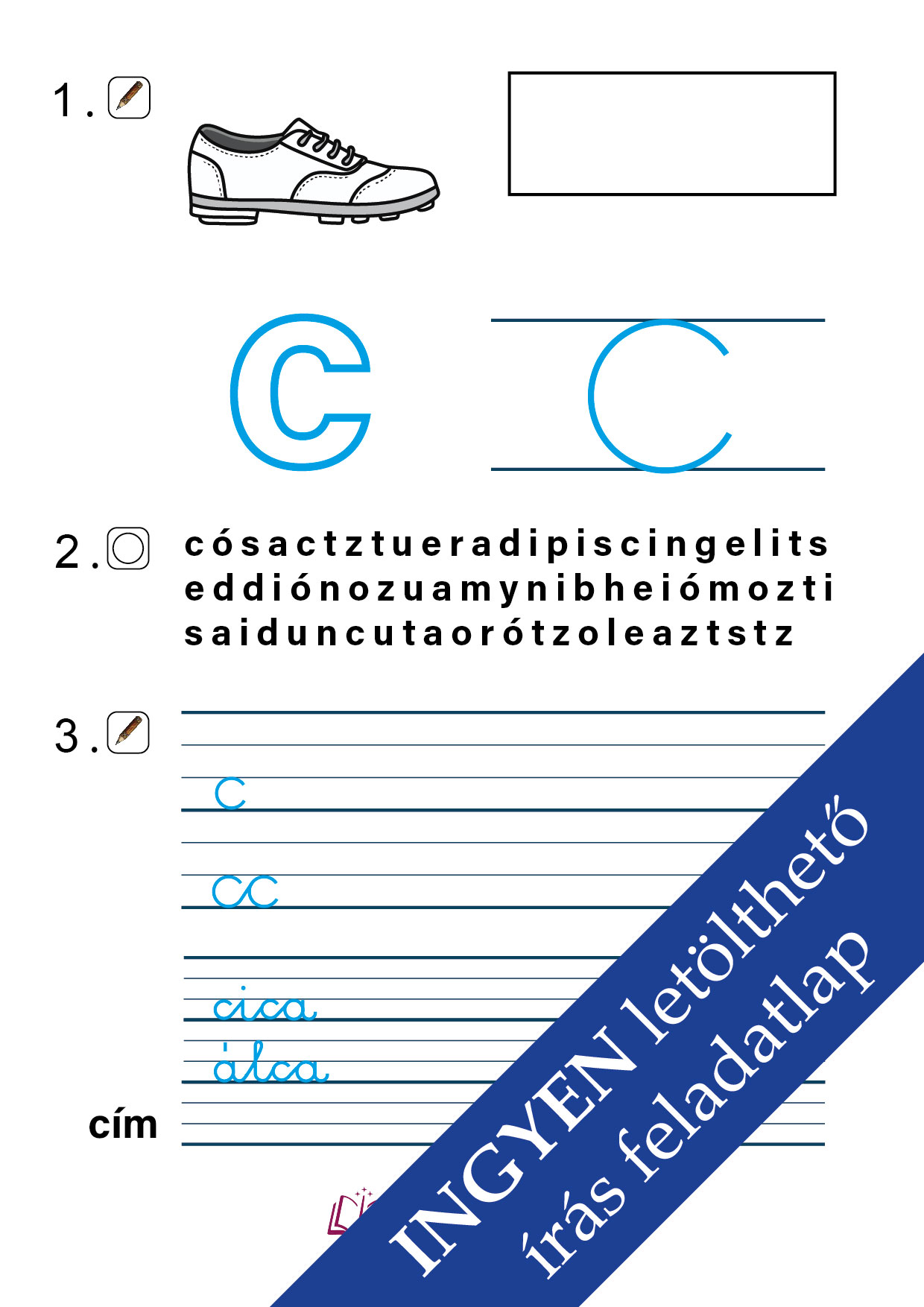 Színezhető feladatlap a „c” betű írásának gyakorlásához – játékos ...