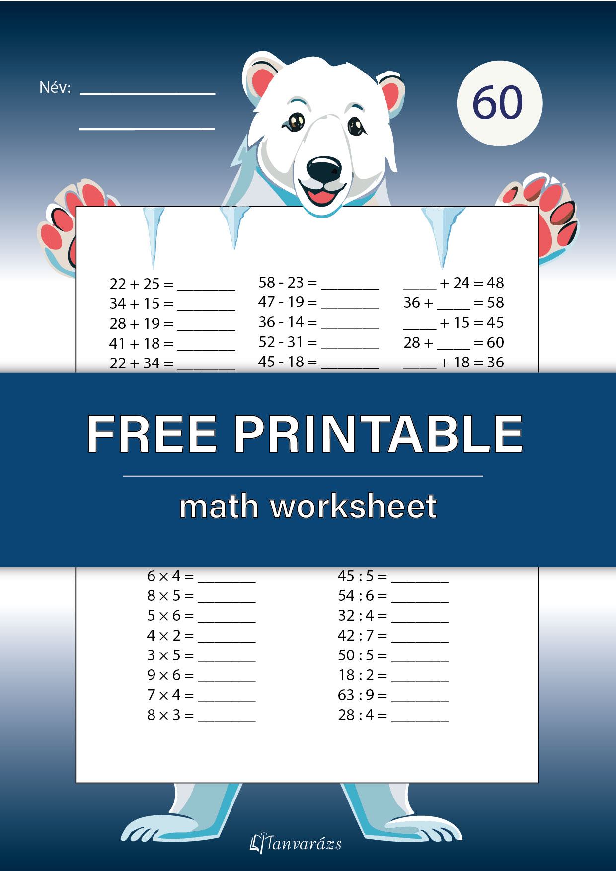 Polar Bear-Themed Math Worksheet for 2nd Graders: Mastering Numbers Up ...