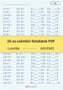 20-as számkör feladatok PDF – ingyenes matematika feladatlap első osztályosoknak