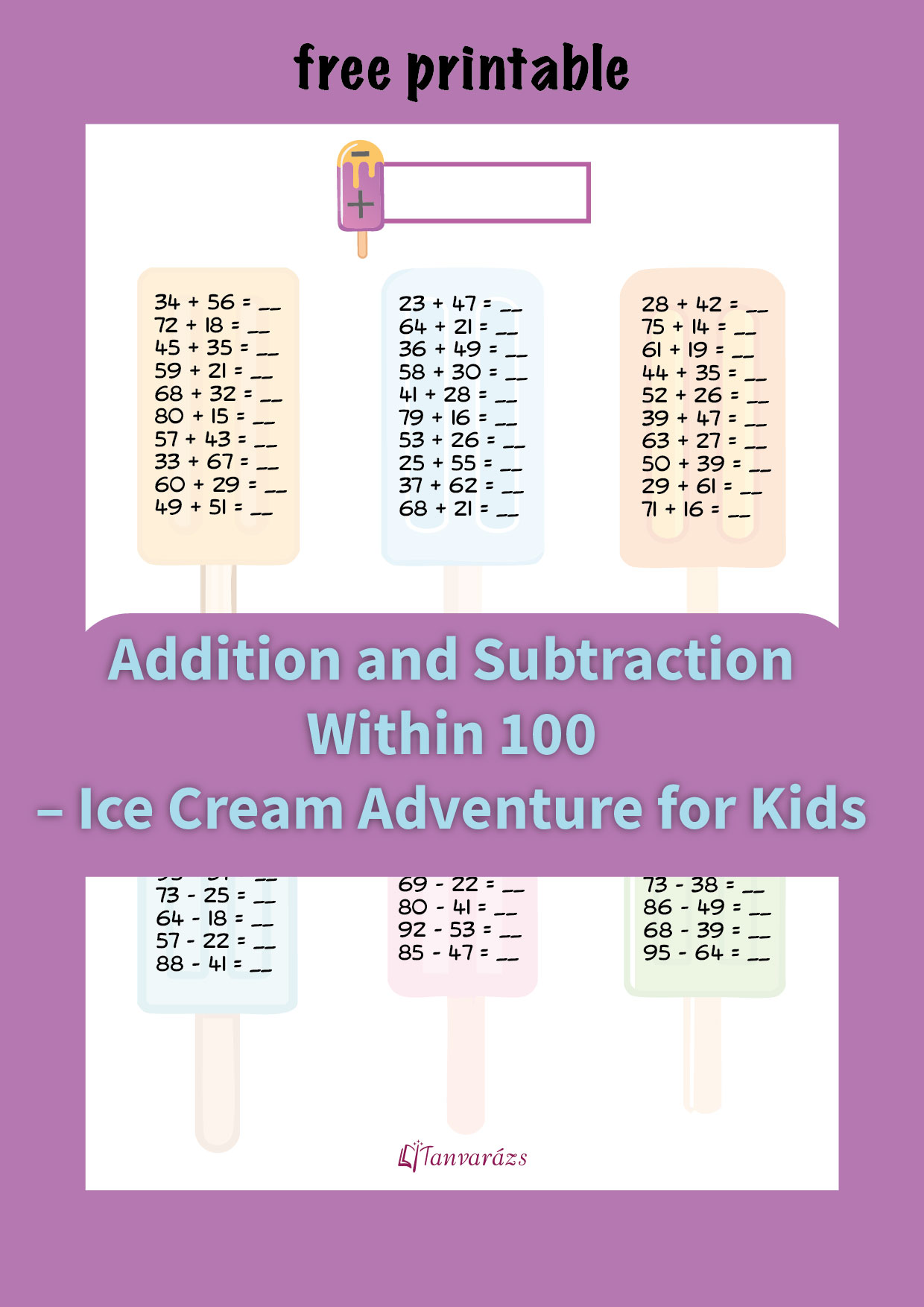 Addition and Subtraction Within 100 – Ice Cream Adventure