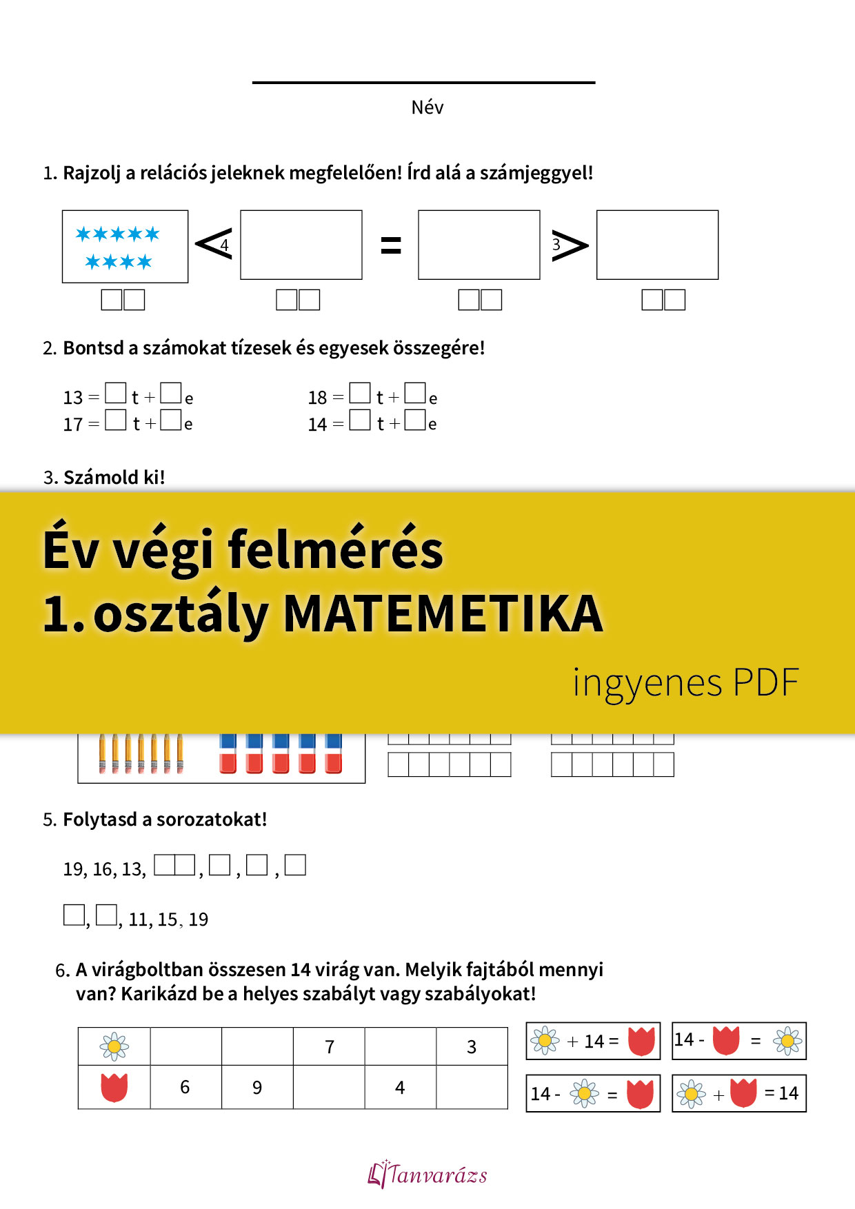 Év végi felmérés 1. osztály matematika – Ingyenes PDF