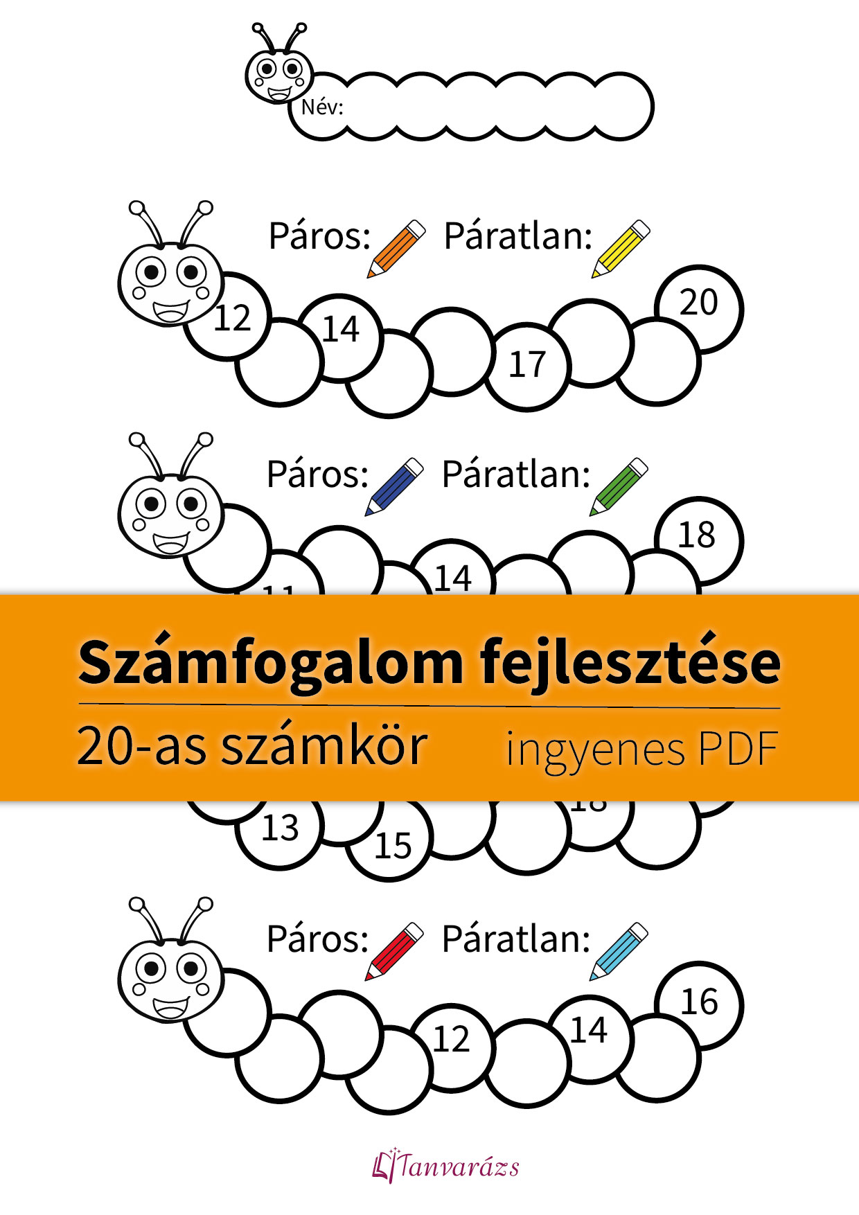 Számfogalom fejlesztése – kukac színezése 20-as számkörben